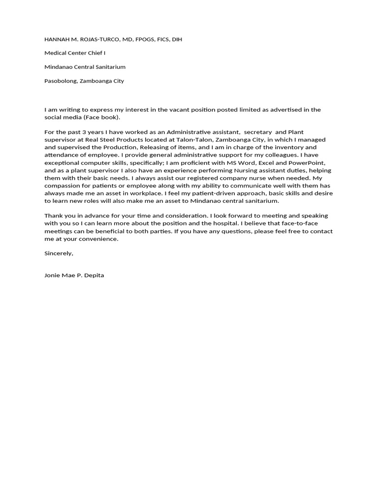 Application Letter MCS | PDF | Career & Growth | Self-Improvement