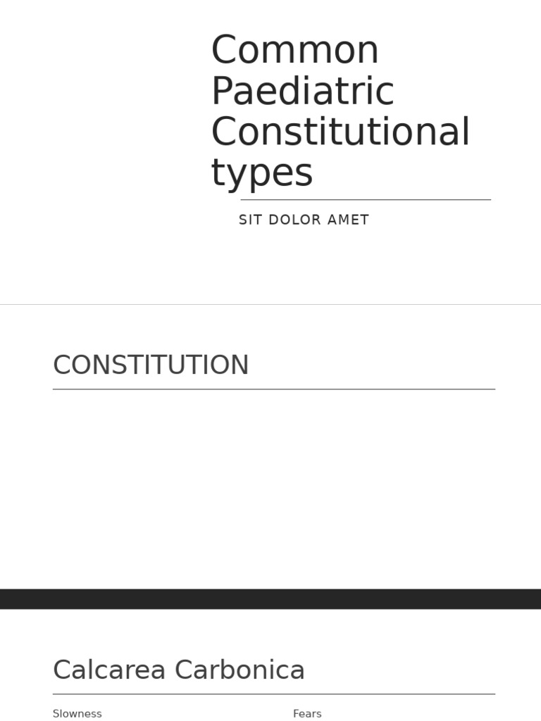 Common Paediatric Constitutional Types | PDF