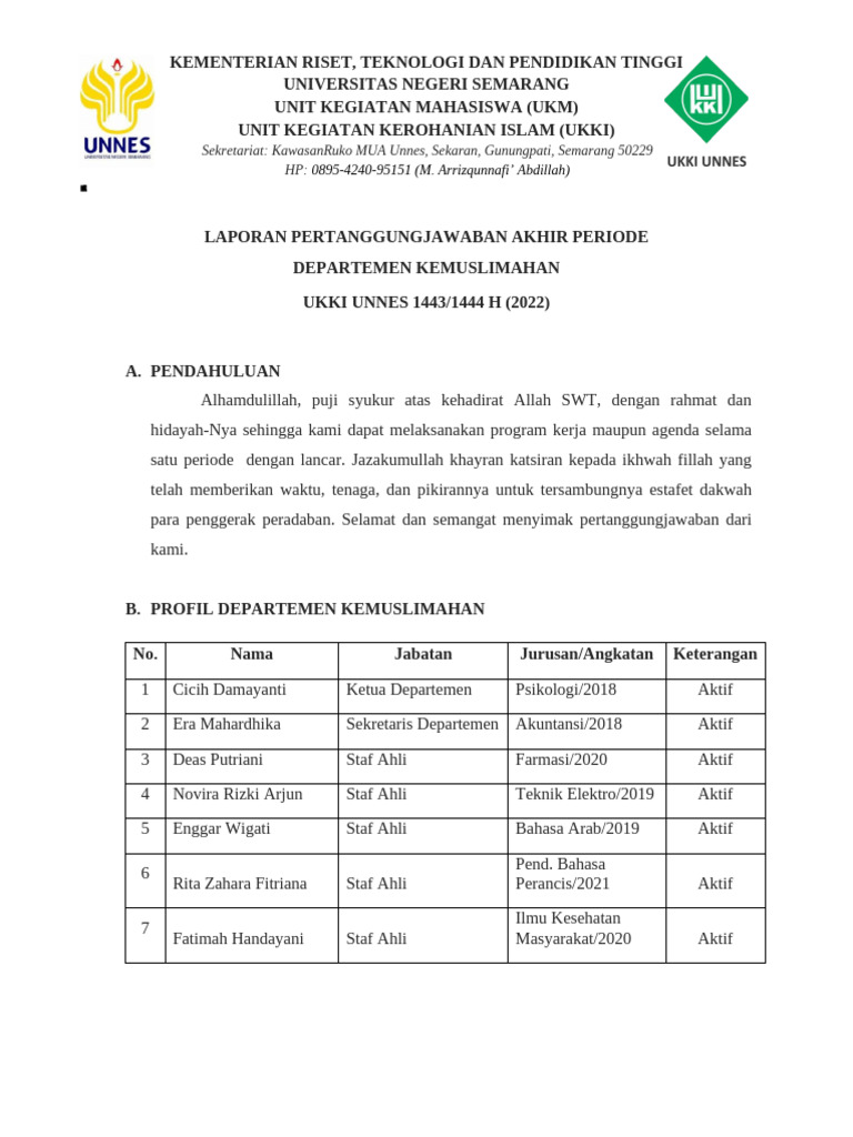 LPJ at Kemuslimahan Ukki 1443h | PDF | Seni