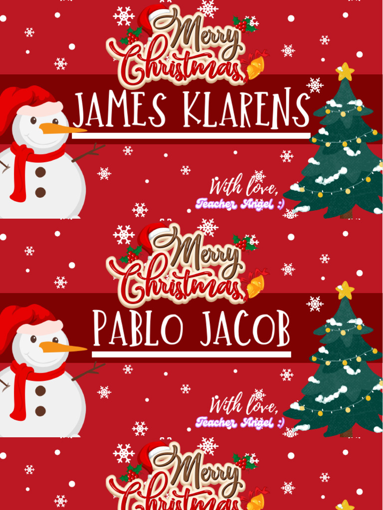 Red Merry Christmas Name Tag | PDF