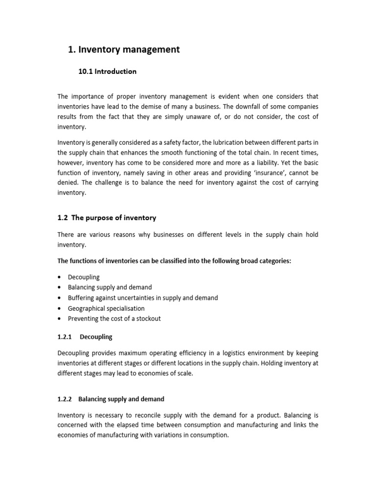 Inventory Management Process - 1 | PDF | Inventory | Logistics