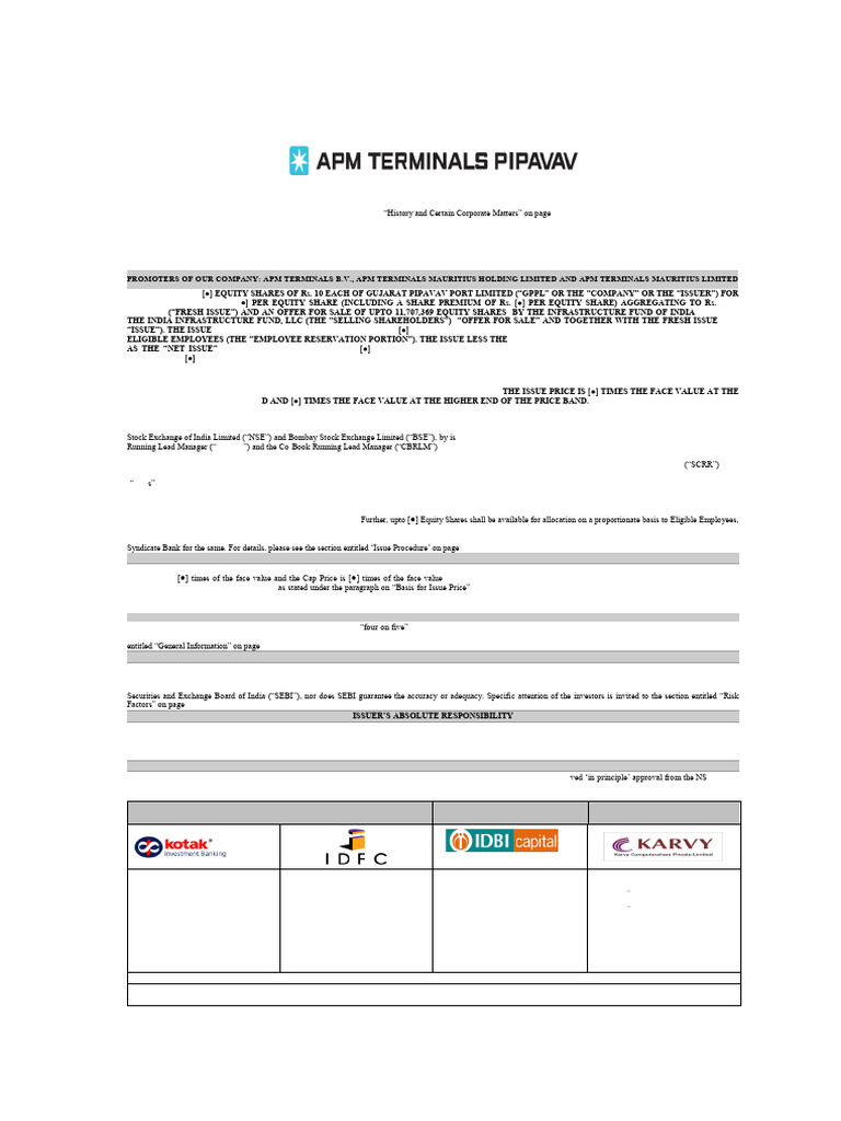 Gujarat Pipavav Port RHP | PDF | Initial Public Offering | Stocks