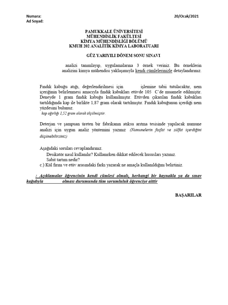 Analitik Kimya Lab | PDF