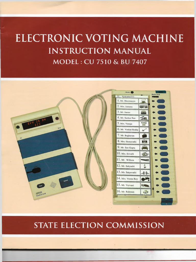 Evm Instruction Manualmodel Cu 7510 Bu 7407 | PDF | Electronic Voting ...