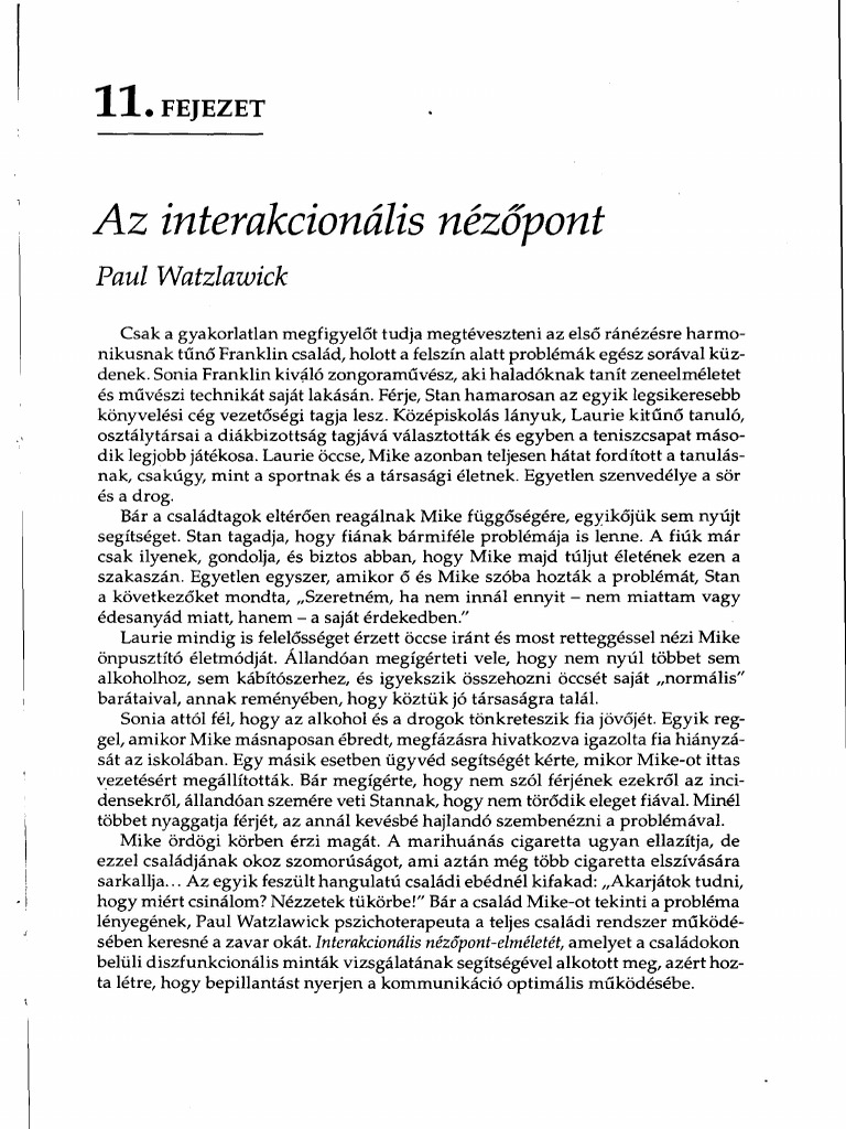 Watzlawick - 11. Fejezet | PDF