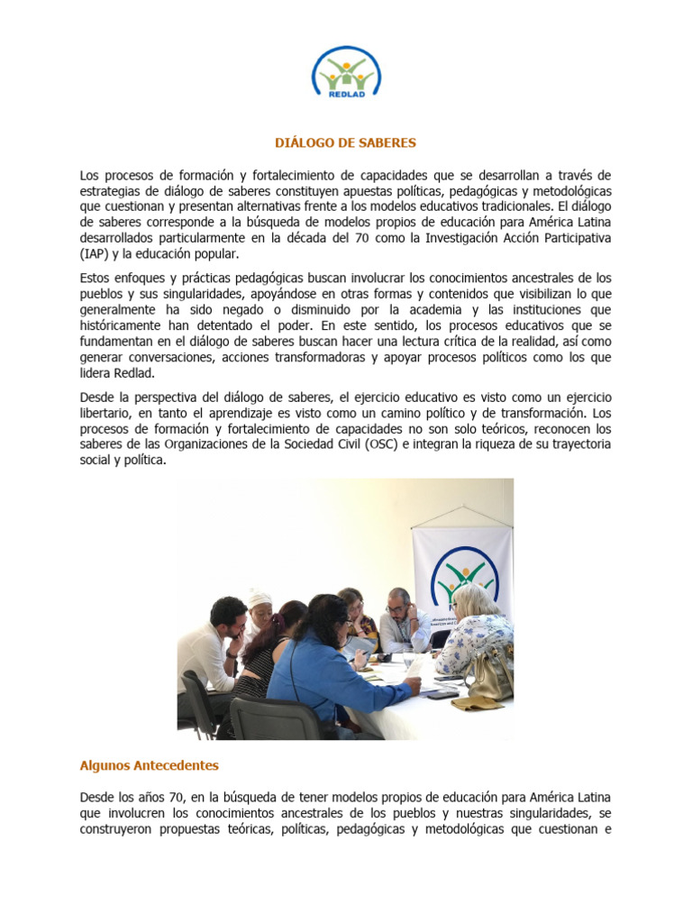 Diálogo de Saberes | PDF | Aprendizaje | Conocimiento