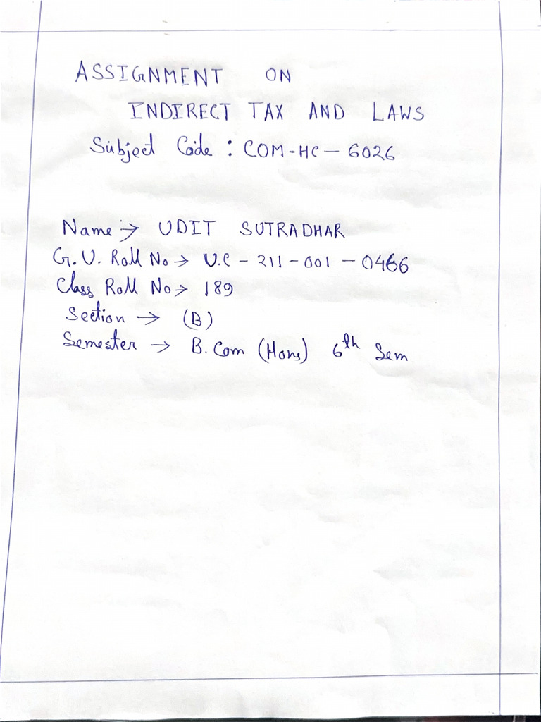 Indirect Tax-1 | PDF