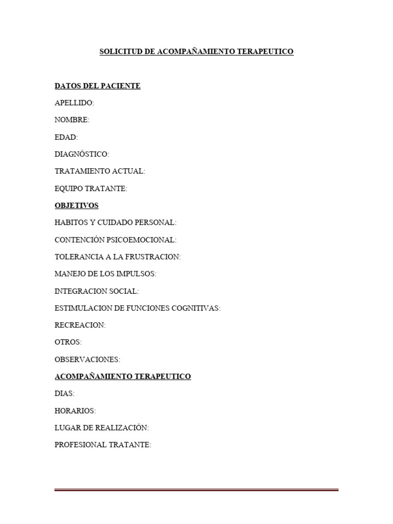 Solicitud de Acompañamiento Terapeutico | PDF
