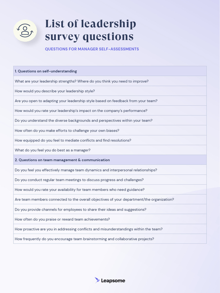 Leapsome Leadership Survey Questions | PDF | Leadership | Decision Making