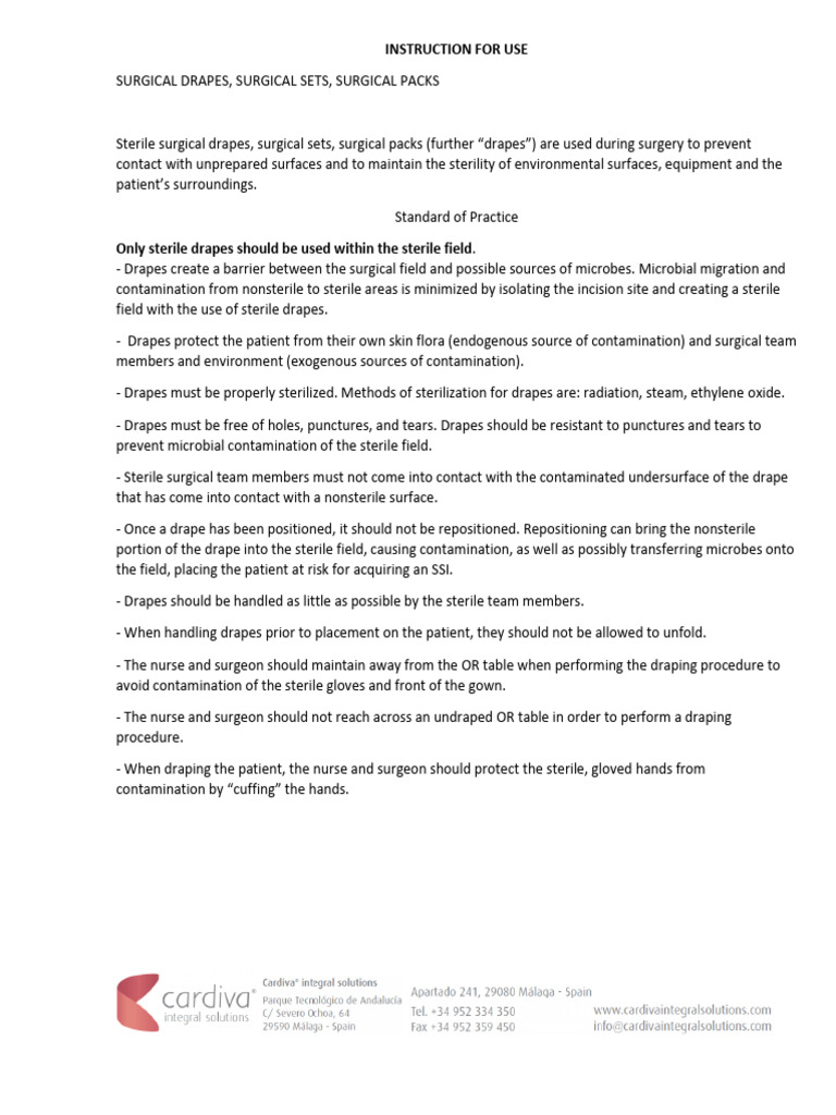 Sterile Surgical Drapes Guidelines | PDF | Science & Mathematics | Technology & Engineering