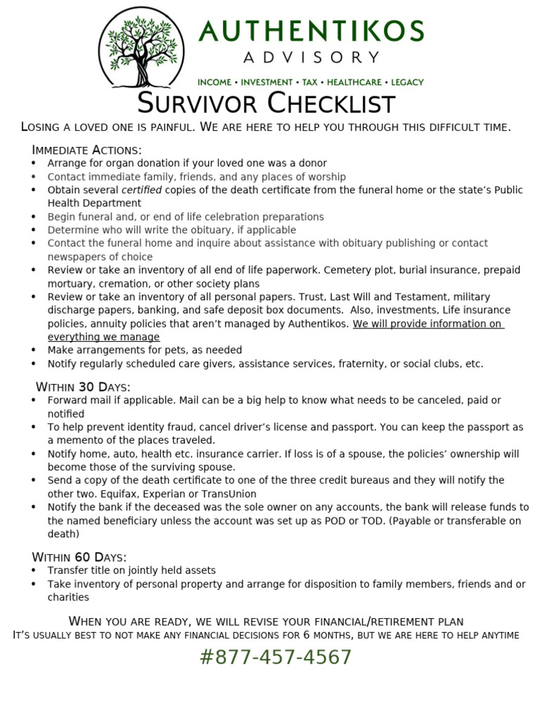 Survivor Checklist 2022 | PDF | Insurance