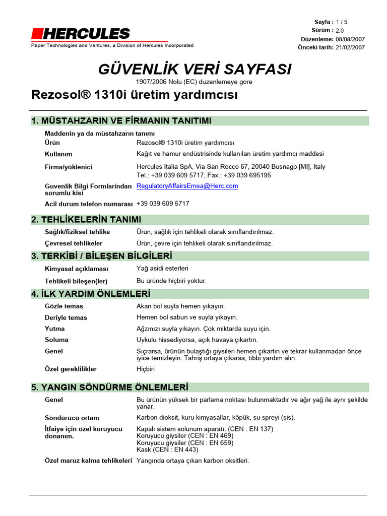 Rezesol 1310 I Msds-Turk. | PDF