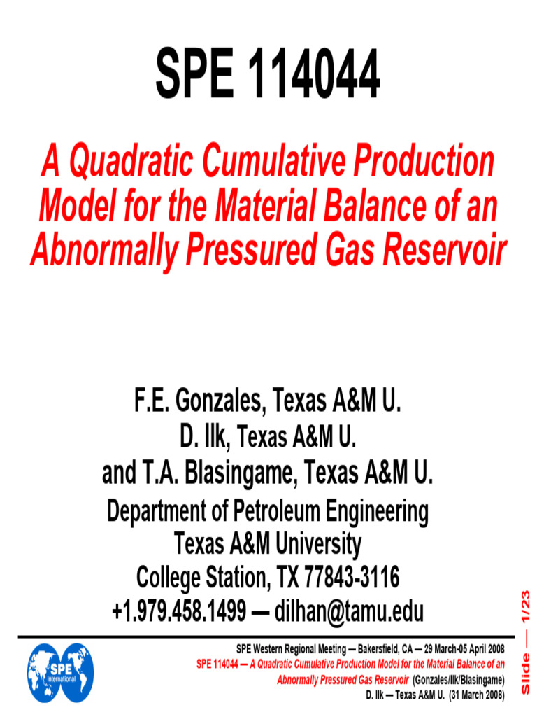 P620 Mod3 FunFld 03a MatBal SPE 114044 (For Class) | PDF | Gases ...