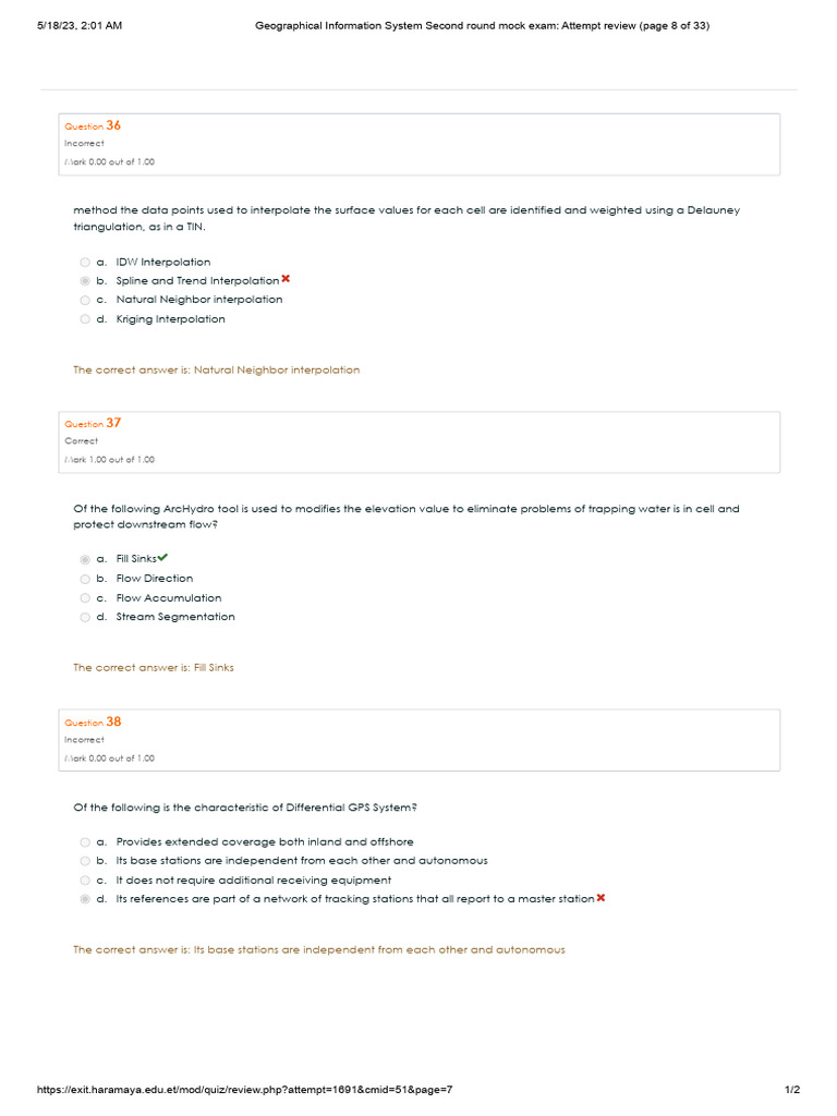 The Correct Answer Is: Natural Neighbor Interpolation: Incorrect Mark 0.00 Out of 1.00 | PDF ...