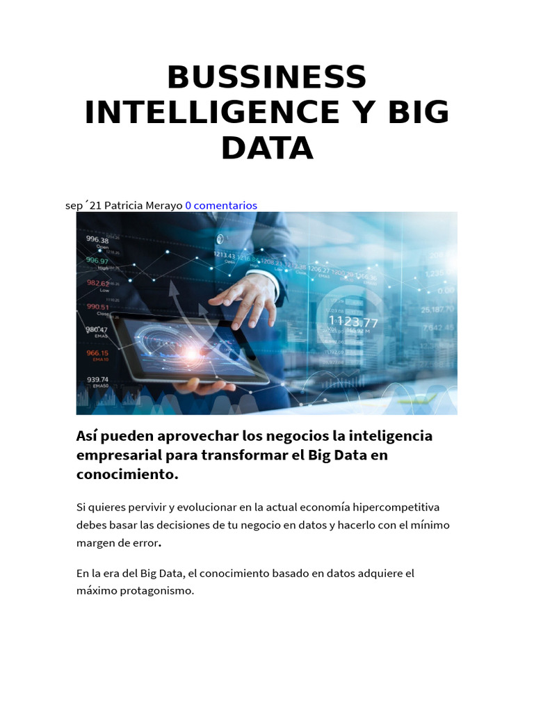Bussiness Intelligence y Big Data | PDF | Inteligencia de negocios ...