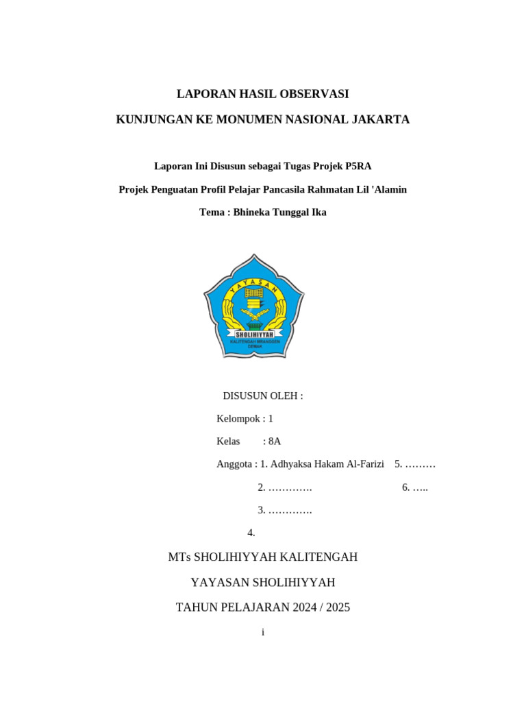 Contoh Laporan Hasil Observasi | PDF