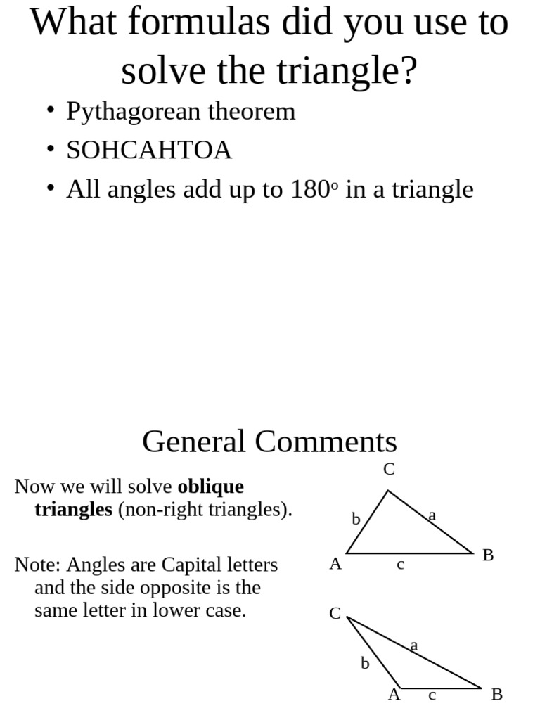 Solving Oblique Triangles with Sines | PDF | Trigonometric Functions ...