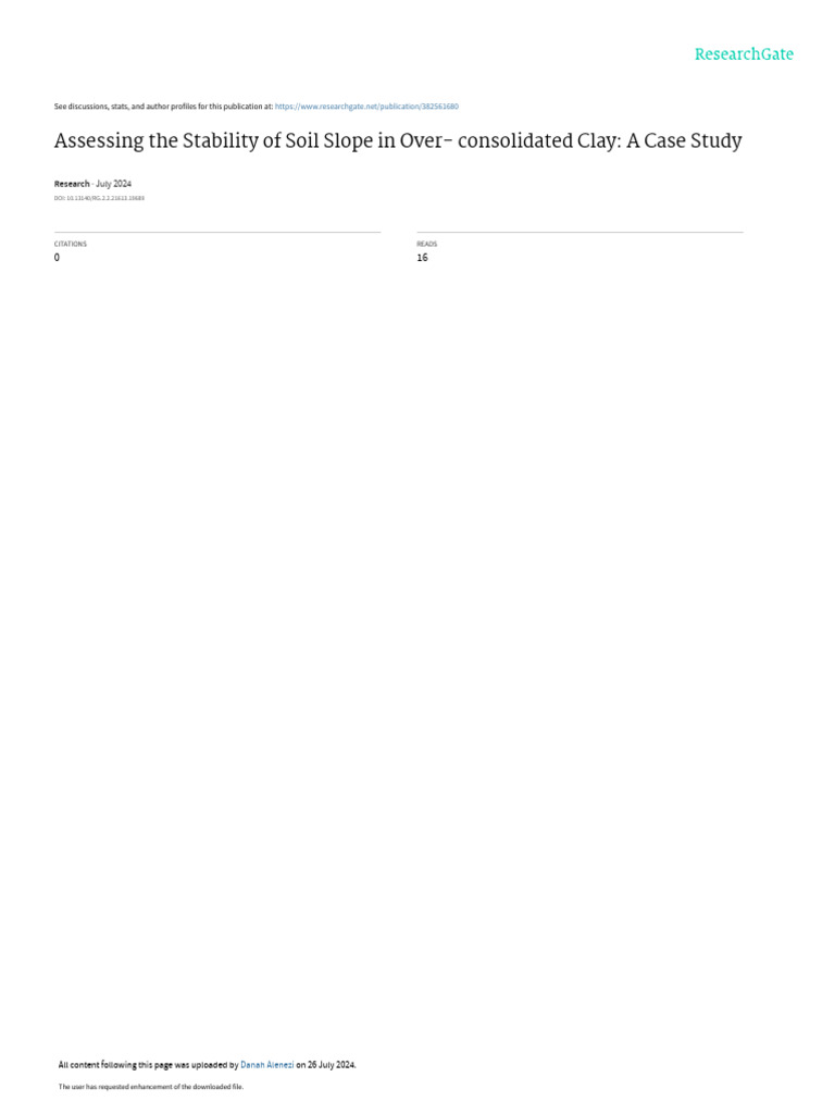 Soil Slope Stability in Over-Consolidated Clay | PDF | Applied And ...