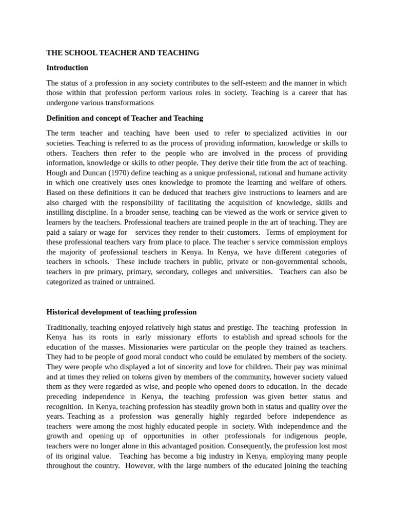 Understanding the Teaching Profession | PDF | Teachers | Profession