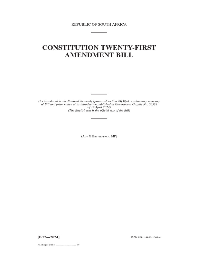 Constitution Twenty-First Amendment Bill (B22-2024) | PDF | Corruption ...