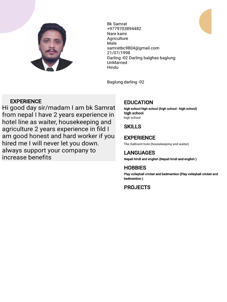 BK Samrat Resume | PDF