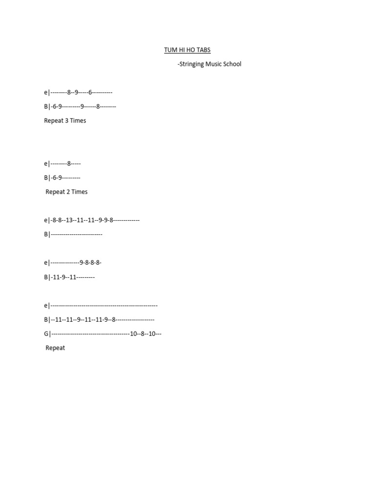 Tum Hi Ho Tabs 1 | PDF