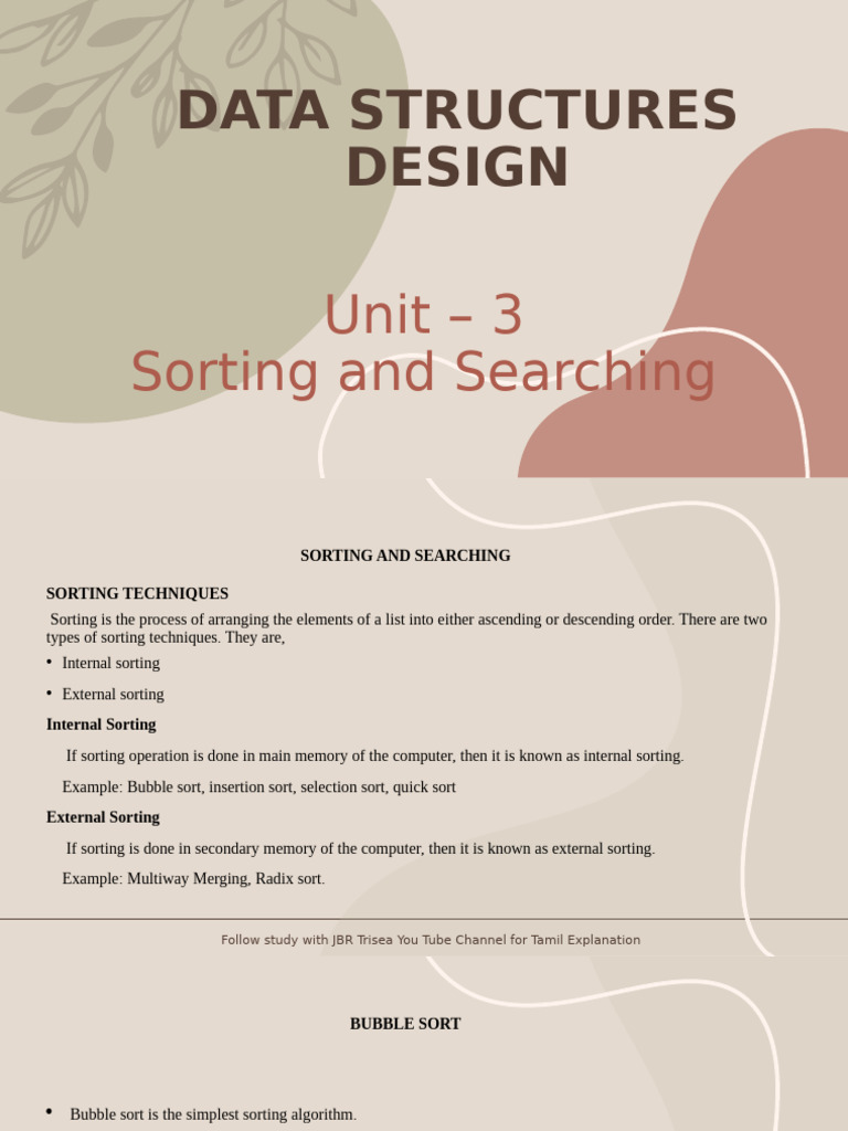 DSD Unit 3 Sorting and Searching | PDF | Theoretical Computer Science | Computer Programming
