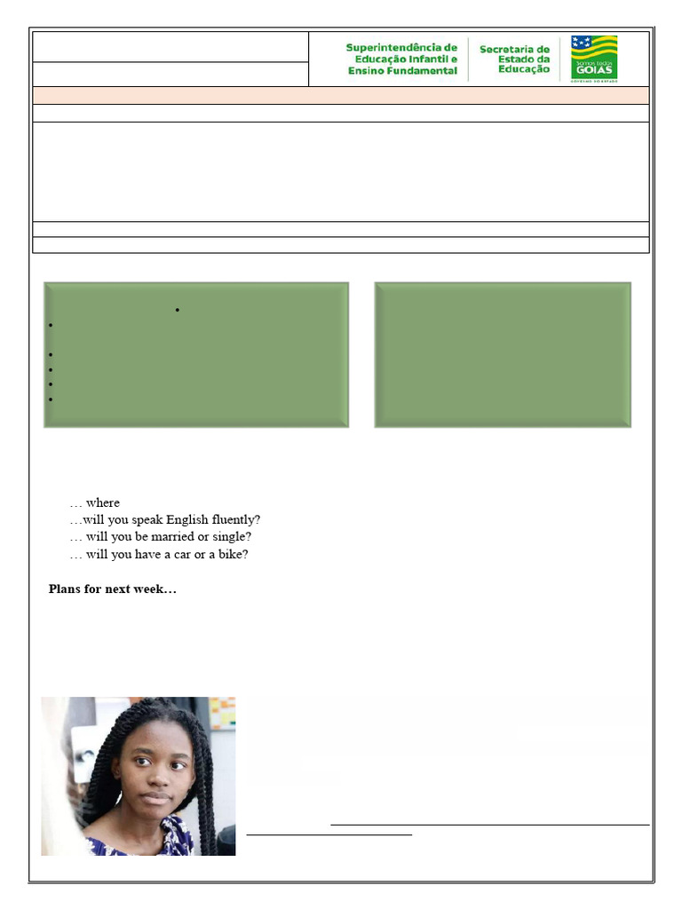 8º ING Atividade 2 Talking About Plans Future Will and Going To ...