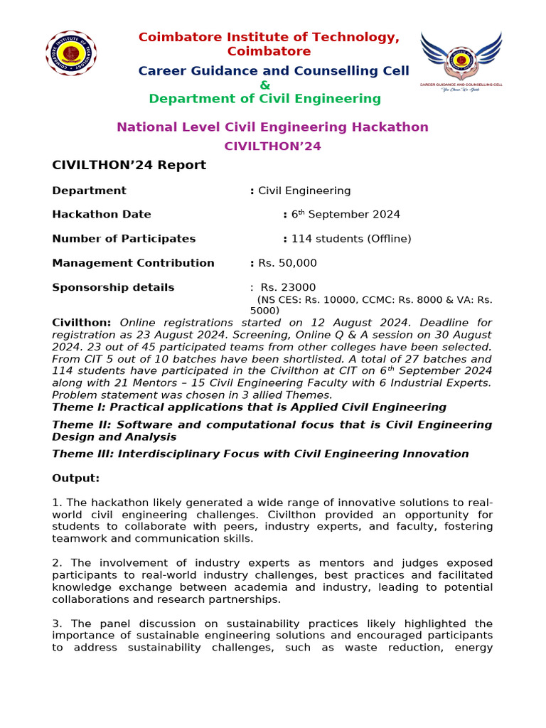 Hackathon Report To Coordinator | PDF | Mentorship | Engineering