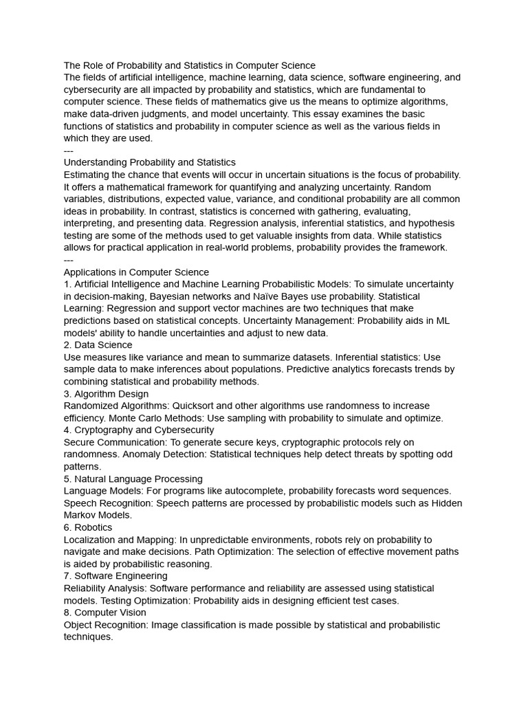 Probability & Statistics in CS | PDF | Statistics | Machine Learning