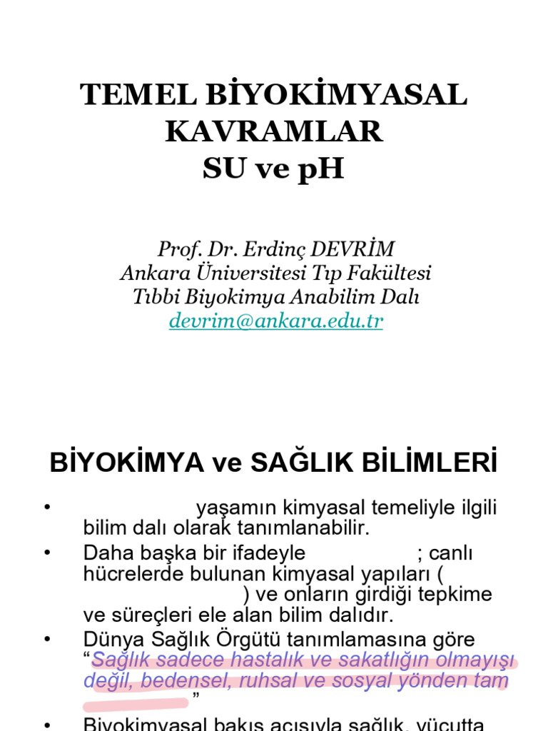 2.hafta Biyokimya - Su Ve PH 2024 | PDF