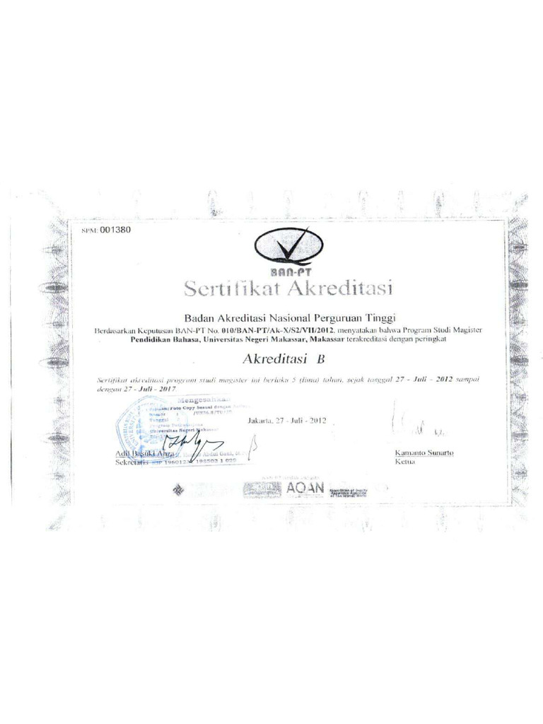 Akreditasi PPs Prodi Pend Bahasa S2 2015 | PDF