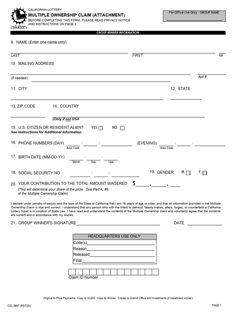 CSL 0897 Multiple Ownership Claim-Update | PDF | Lottery | Social ...