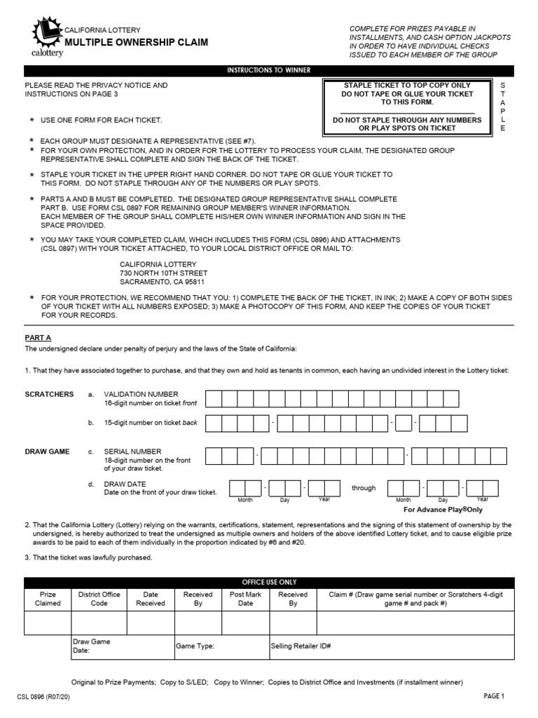 CSL 0896 Multiple Ownership Claim-Update | PDF | Lottery | Social ...
