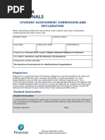 BTEC Learner Assessment Submission and Declaration | PDF