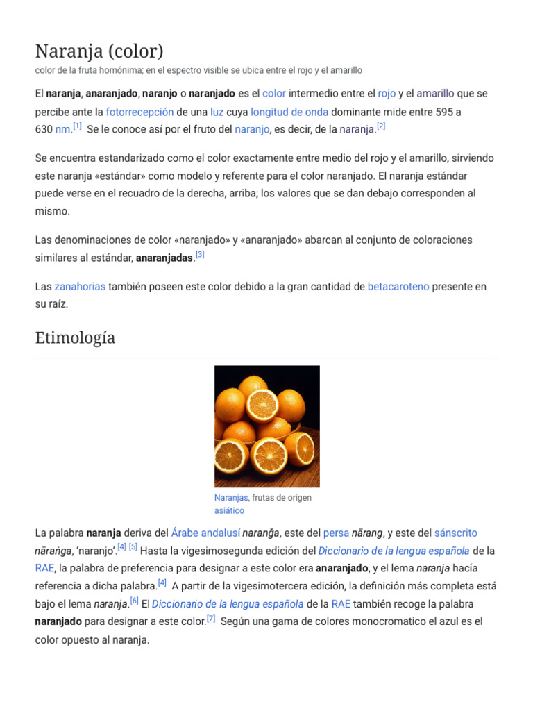 Naranja (Color) - Wikipedia, La Enciclopedia Libre | PDF | Amarillo | Rojo