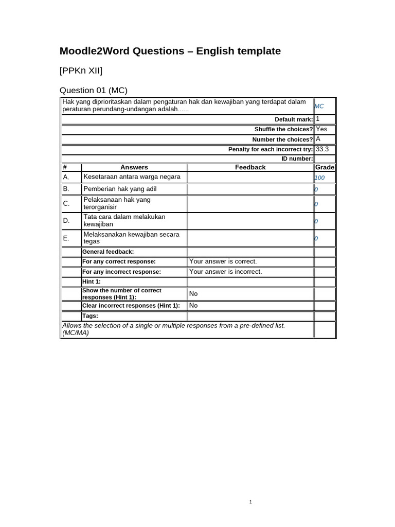 Soal PPKN Xii Uts Wahit.1 | PDF