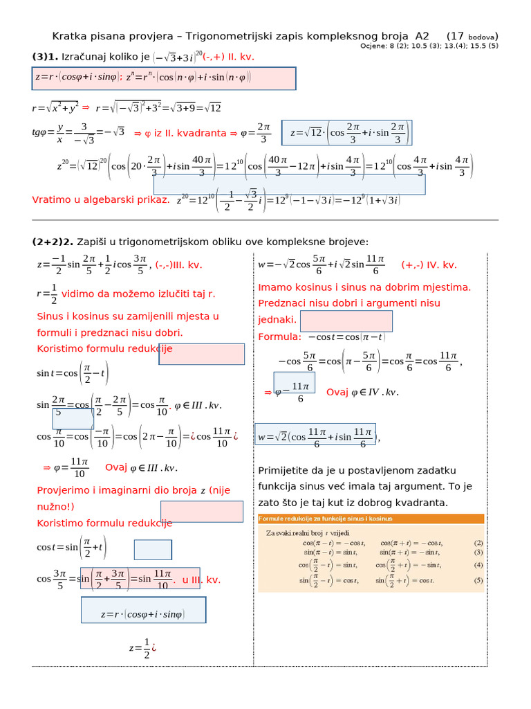 R4 - Trigonometrijski Zapis. PRIMJER - RjeÅ¡Enja | PDF
