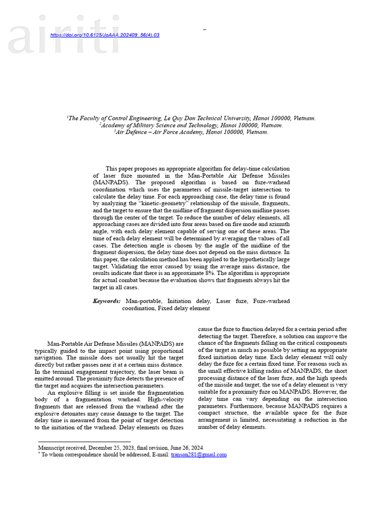 An Algorithm of Delay-Time Calculation For The Man-Portable Air-Defense ...