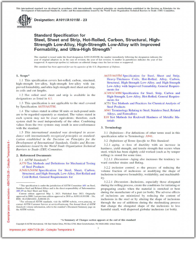 Astm A1011-A1011m-23 | PDF