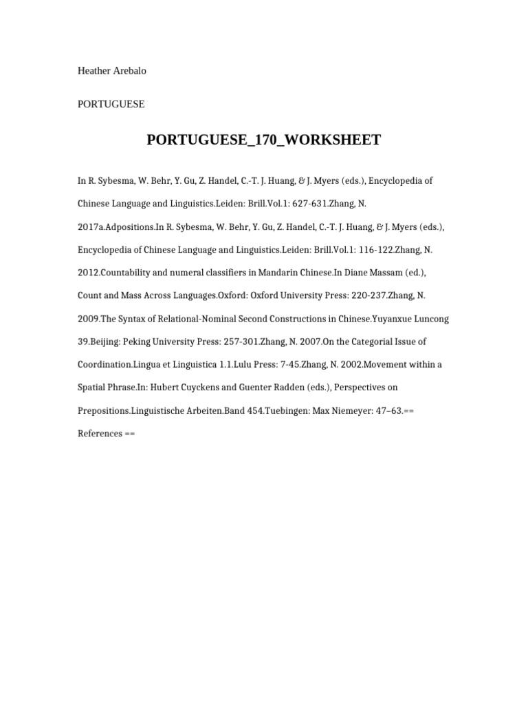 Portuguese 170 Worksheet | PDF | Language Arts & Discipline