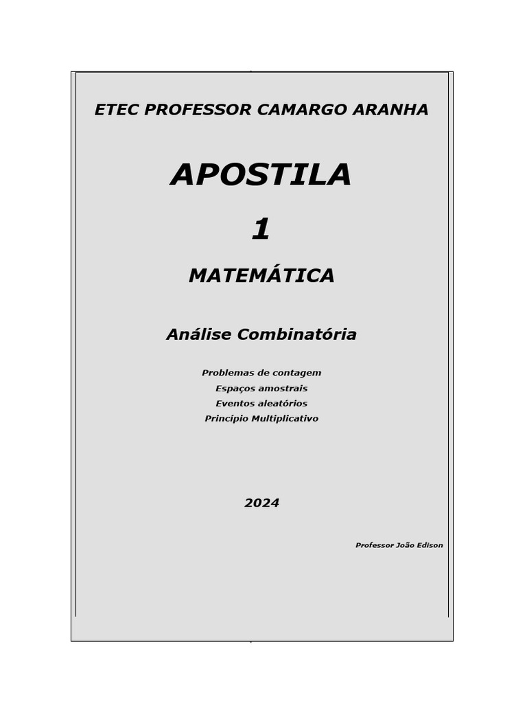 Apostila 1 - Análise - Combinatória - PFC | PDF | Matemática