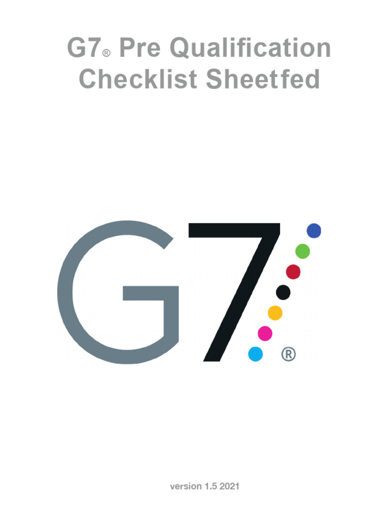 G7 Pre Qualification Checklist Sheetfed - Form | PDF | Calibration | Specification (Technical ...