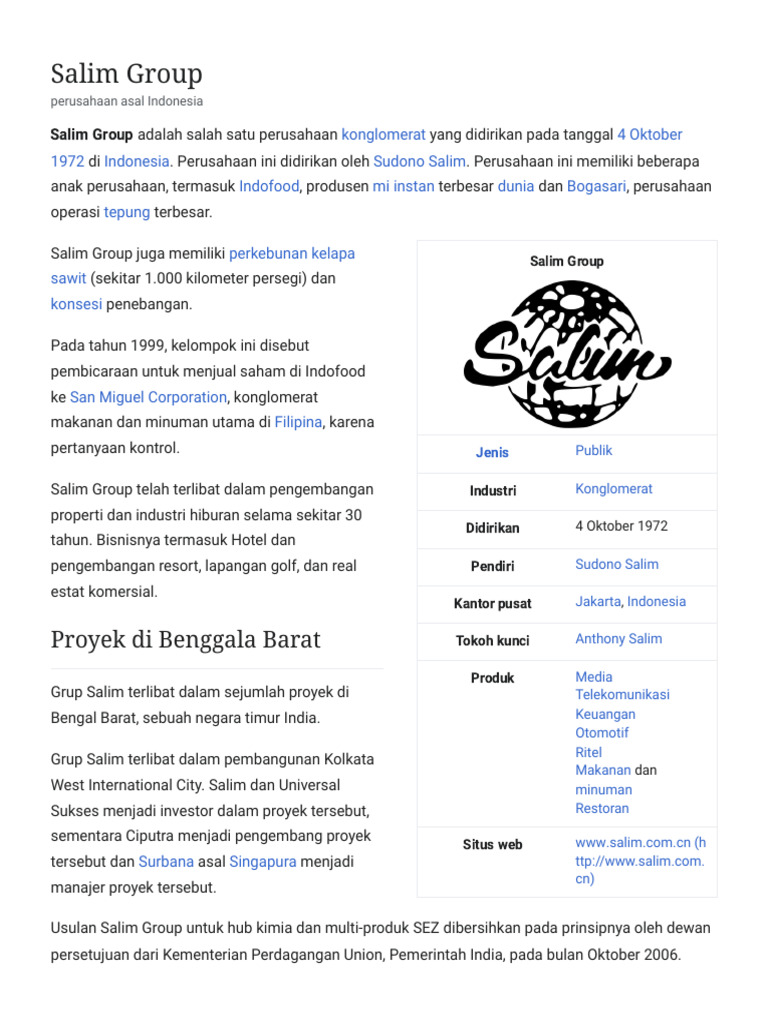 Profil Konglomerat Salim Group | PDF | Bisnis | Pengelolaan Keuangan & Uang