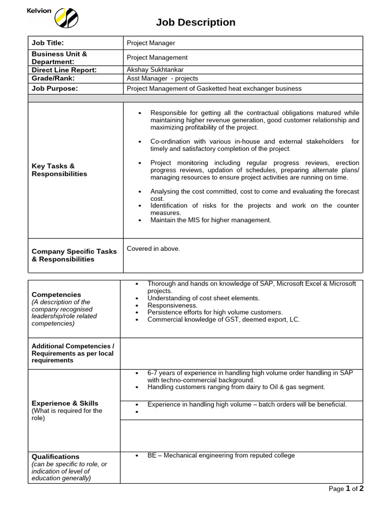 JD Format_Project Management | PDF | Project Management | Economies