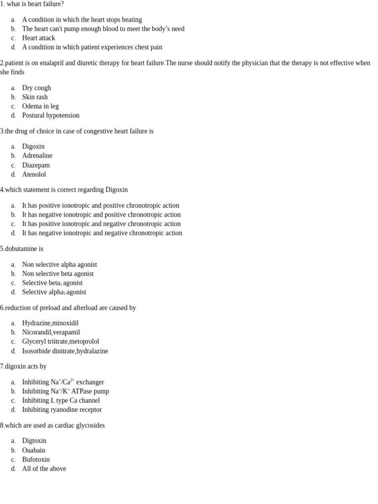 CHF Set 1.1 Unsolved | PDF | Drugs | Cardiology