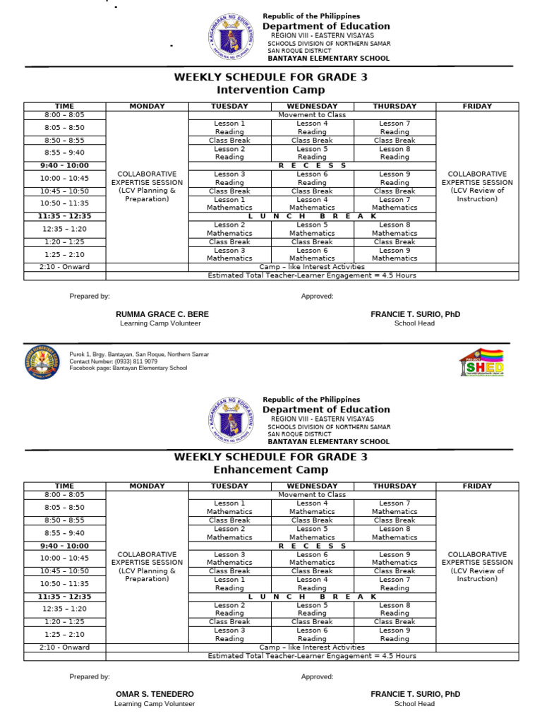 NLC Weekly Class Program | PDF