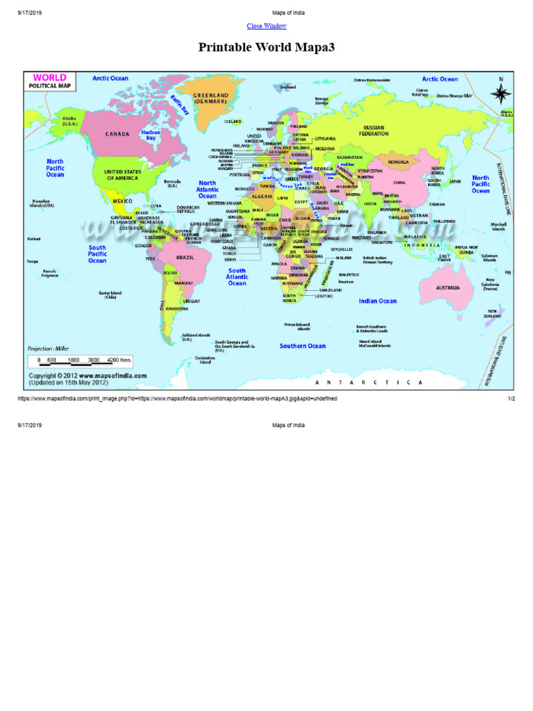 Printable World Map of India | PDF
