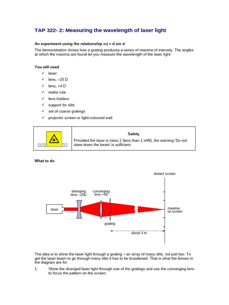 Episode 322 2 Measuring The Wavelength of Laser Light | PDF ...