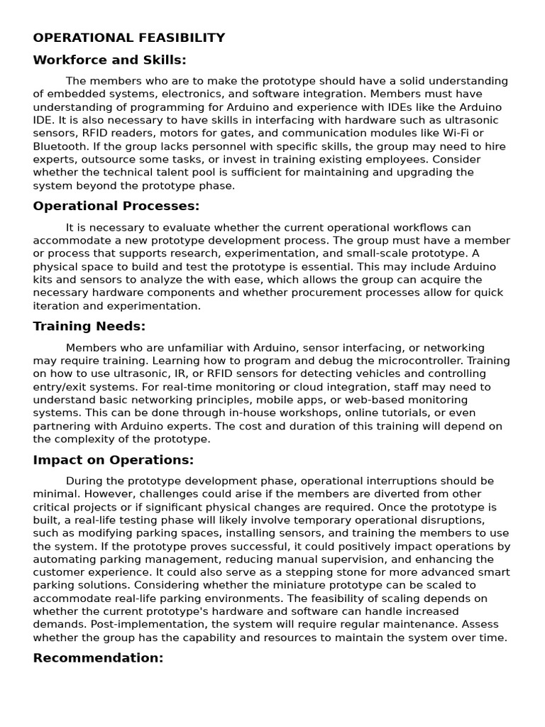 Operational Feasibility | PDF | Arduino | Prototype